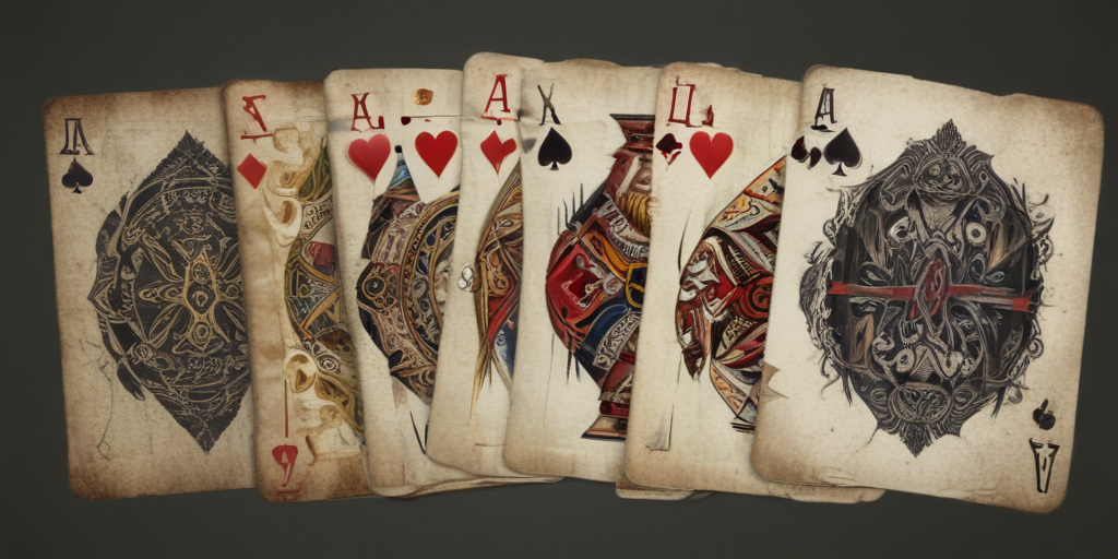 An Intricate Display of Vintage Playing Cards Featuring Various Suits ...