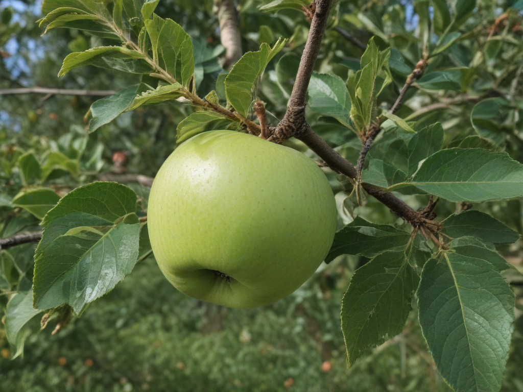 A blua apple on the tree