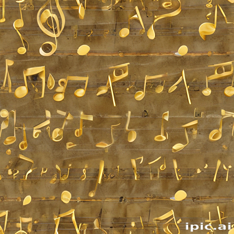An Artistic Display of Golden Musical Notes on a Warm Background