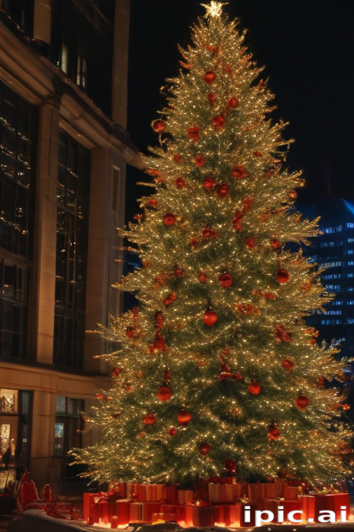 Beautifully Lit Christmas Tree Decorated with Ornaments Shining ...