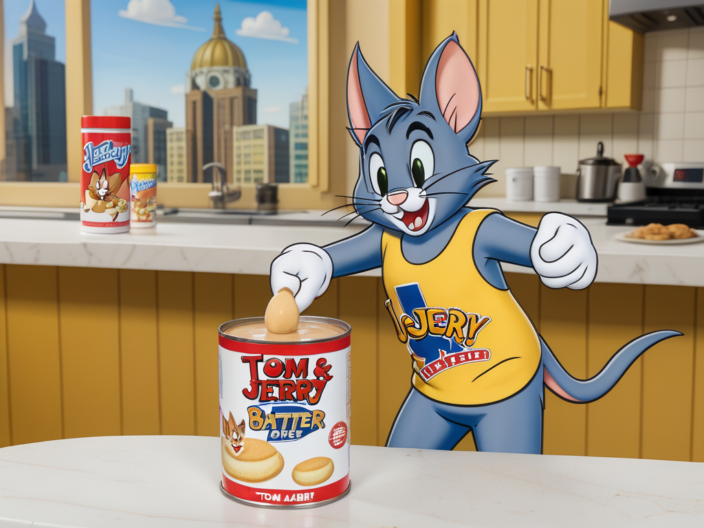 Tom the Cat Excitedly Prepares Cookies with Tom and Jerry Batter Mix