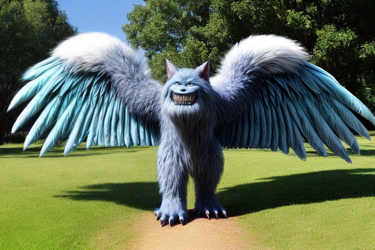 fluffy cute monster with fairy wings