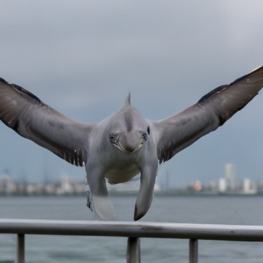 A dolphin with spread eagle wings