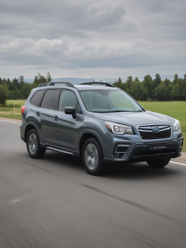 cartoon subaru forester with a heartbeat along the panel