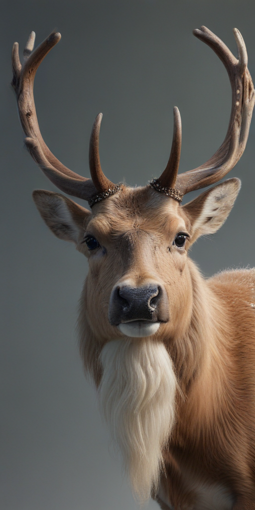 Majestic Portrait of a Stately Deer with Impressive Antlers and Beard.
