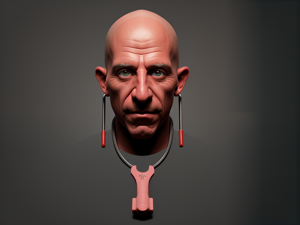 Artistic Portrait of a Bald Man with Unique Jewelry Accessories