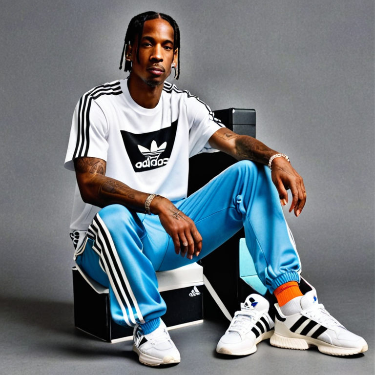 travis scott x adidas em um fundo de modelo