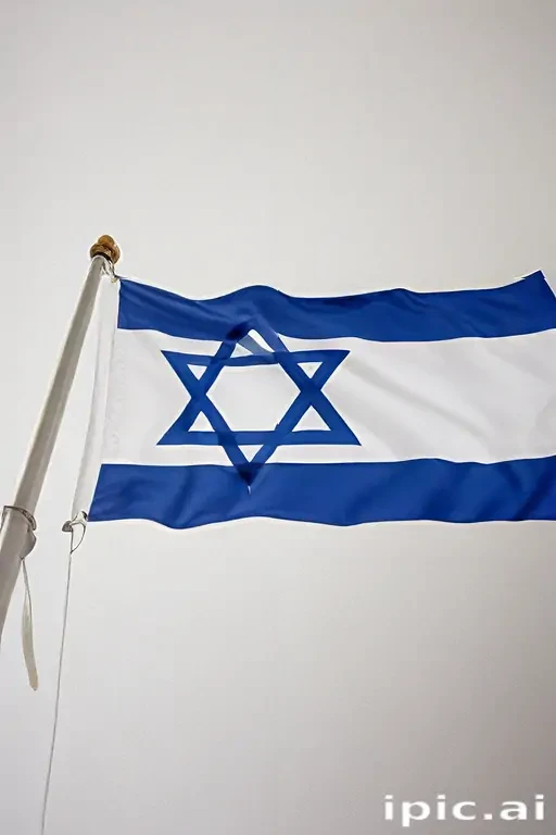 Israeli Flag Waving Proudly with Blue and White Colors Displayed