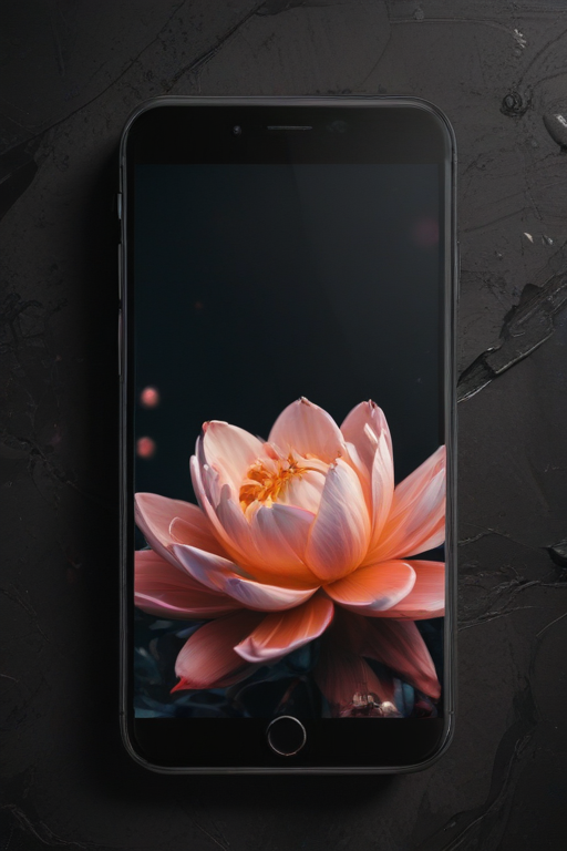 Elegant Lotus Flower Displayed on a Modern Smartphone Screen Background