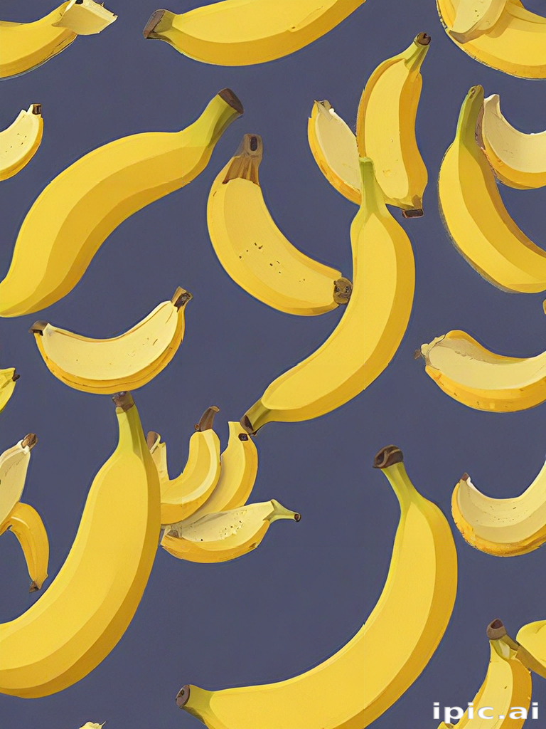 Vibrant Pattern of Floating Bananas on a Deep Blue Background