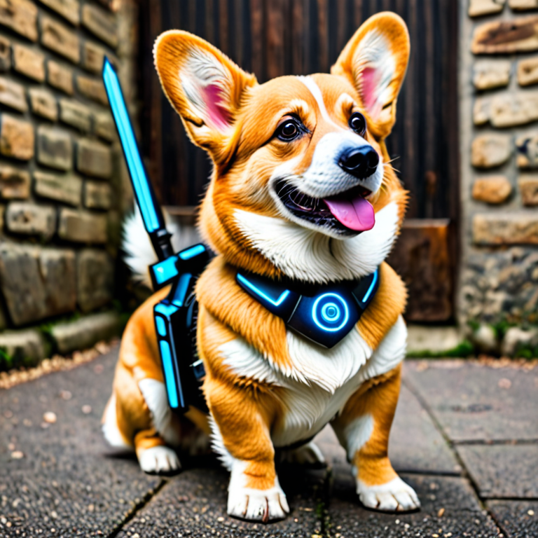 cyber corgi dog warrior