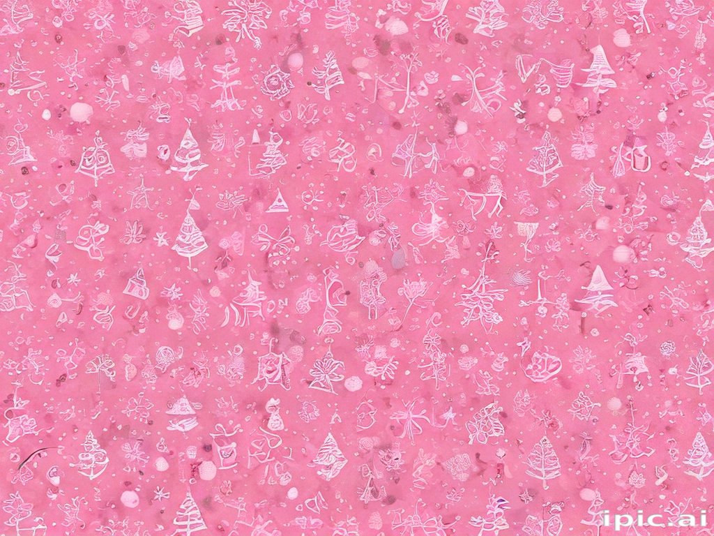 Whimsical Pink Background Filled with Festive Doodles and Cheerful Designs