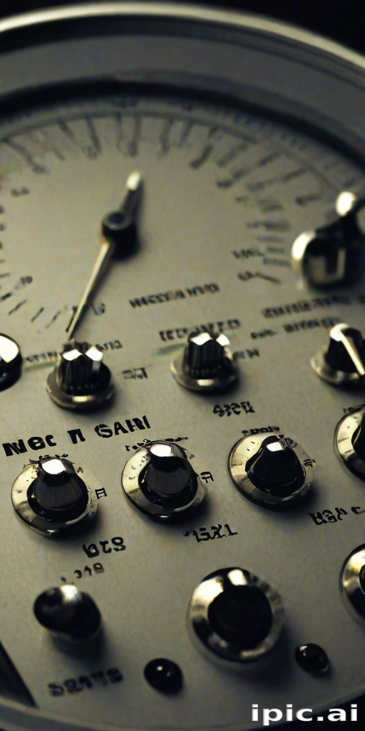 Close-Up of a Vintage Analog Meter with Various Dials and Knobs