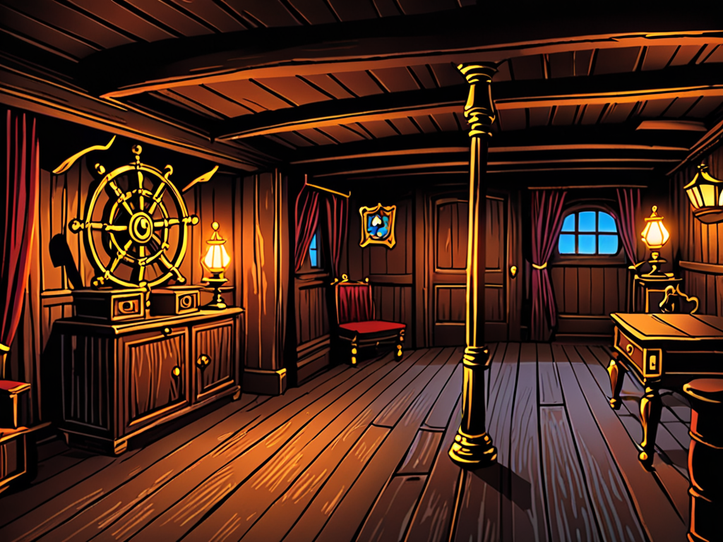 Interior of Captain Hook's state room on the pirate ship from the ...