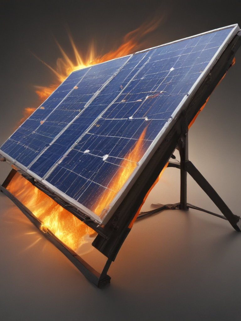 Solar Panel Erupting in Flames: A Dramatic Display of Energy Transformation
