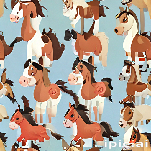 A Colorful Collection of Cartoon Horses in Various Poses and Styles