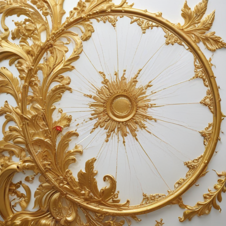 Ornate Golden Wall Decoration Featuring Intricate Floral Designs and ...