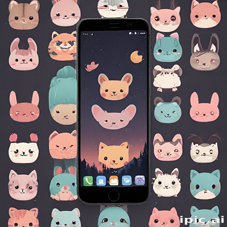 Colorful Collection of Cute Animal Faces Surrounding a Smartphone Display