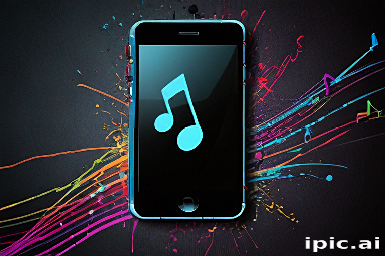 Vibrant Music Waves Emanating from a Modern Smartphone Device