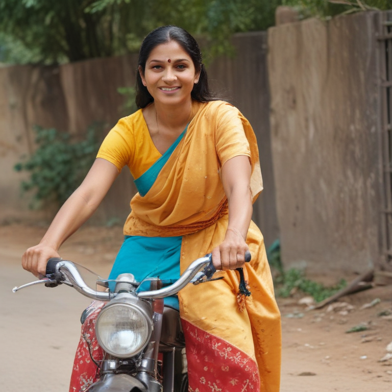 indian mother riding bike