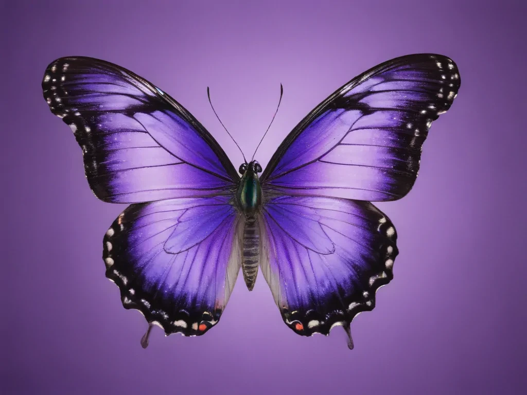 A Beautiful Purple Butterfly Spreading Its Wings Against a Vibrant ...
