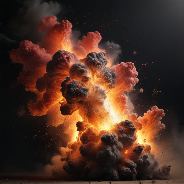 A Powerful Explosion Creating a Fiery Cloud of Smoke and Debris.