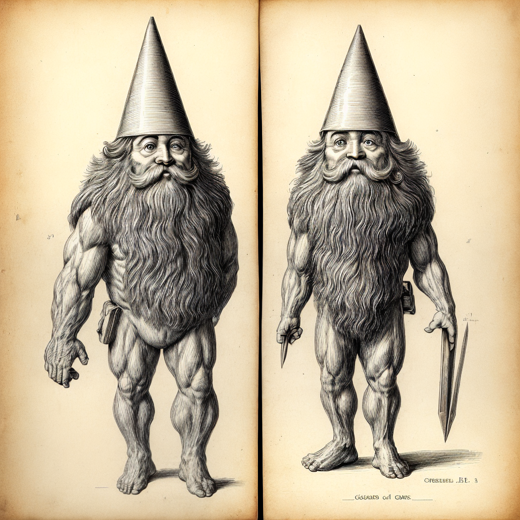old anatomy drawings of a gnome from dungeons and dragons showing cross ...