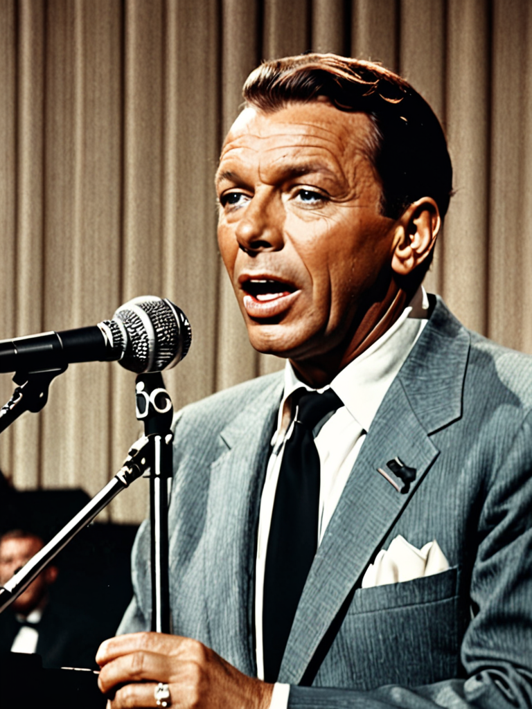 Frank Sinatra singing in a lounge face hidden everything is red , he is ...