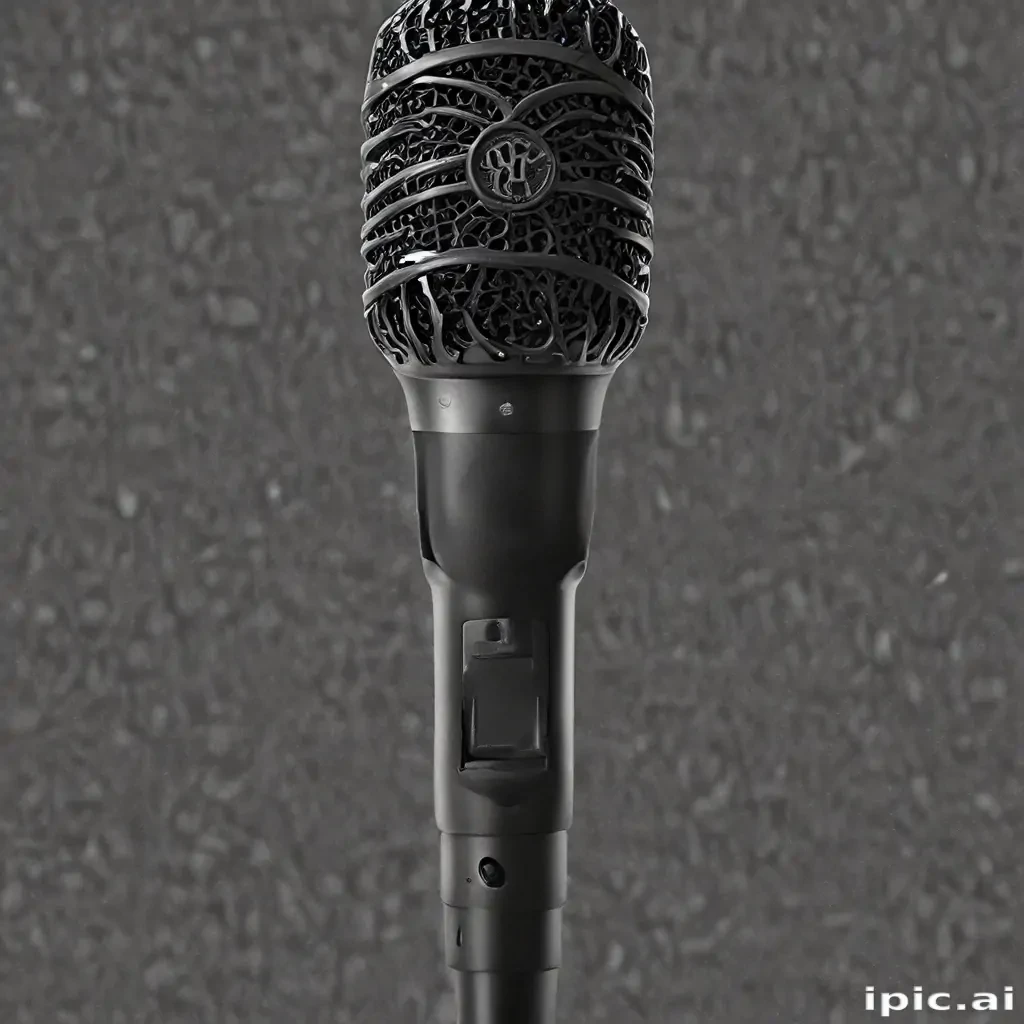 Stylish Black Microphone with Intricate Design Against a Textured ...