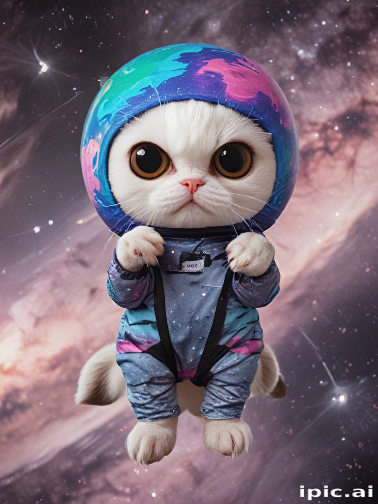 Adorable Cat Astronaut Exploring the Mysteries of Outer Space Adventure