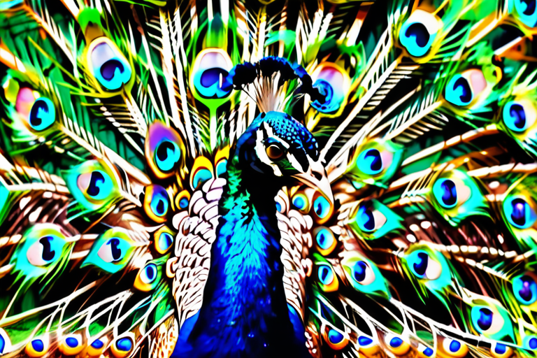 Vibrant Peacock Displaying Its Colorful Feathers in Nature's Splendor