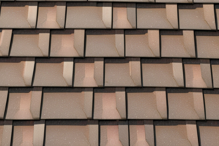 Close-Up View of Overlapping Roofing Tiles with Textured Patterns and ...