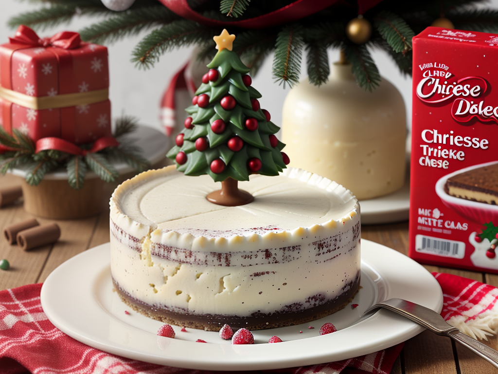 Festive Holiday Cheesecake Decorated with a Charming Christmas Tree Topper