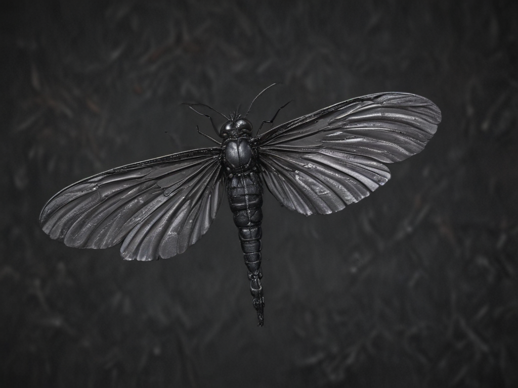 black leathery flying worm with many insect wings