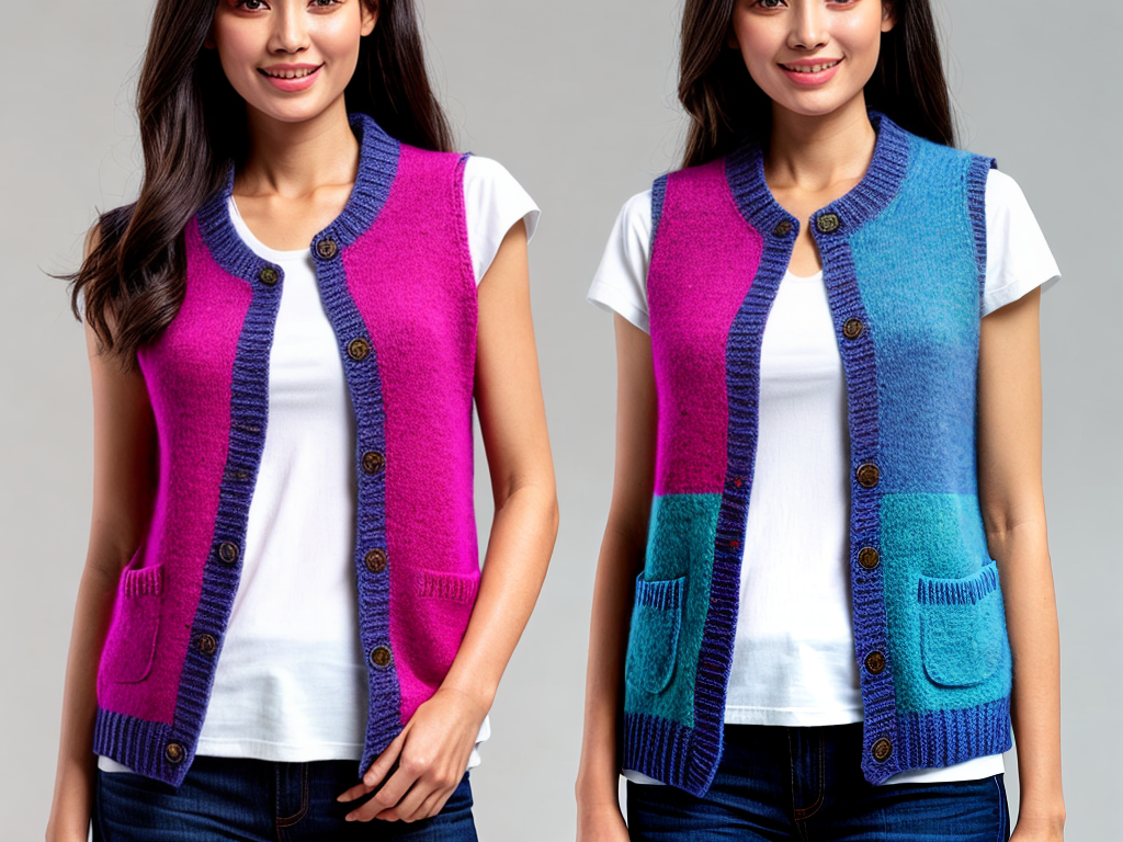 multi-colored warm knitted women's vest