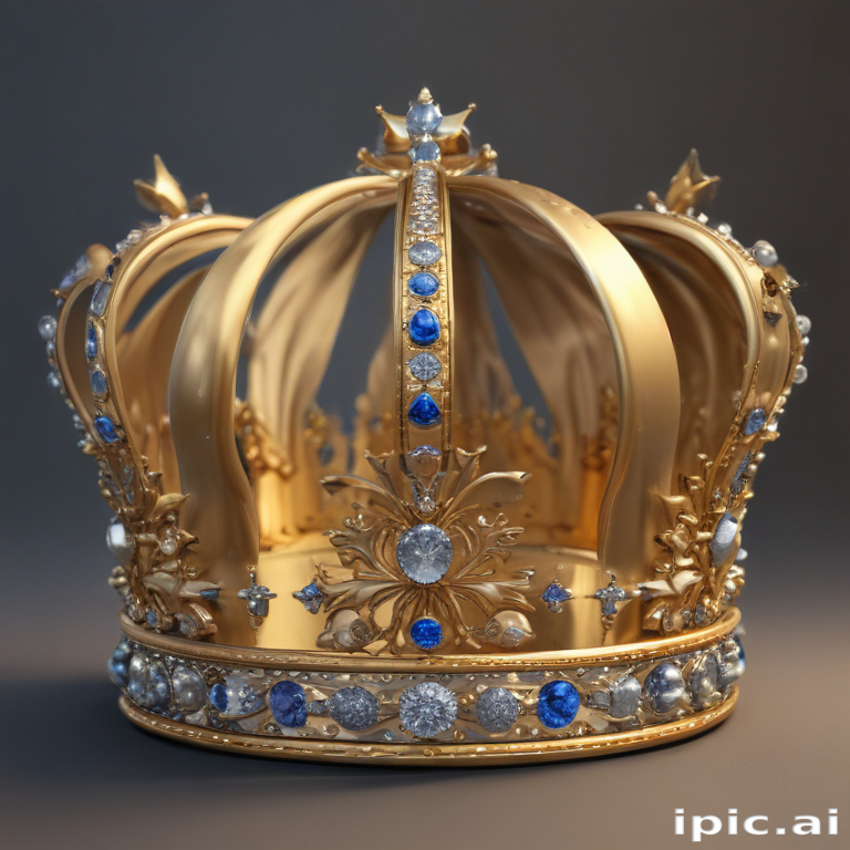 Exquisite Golden Crown Adorned with Precious Gems and Intricate Designs