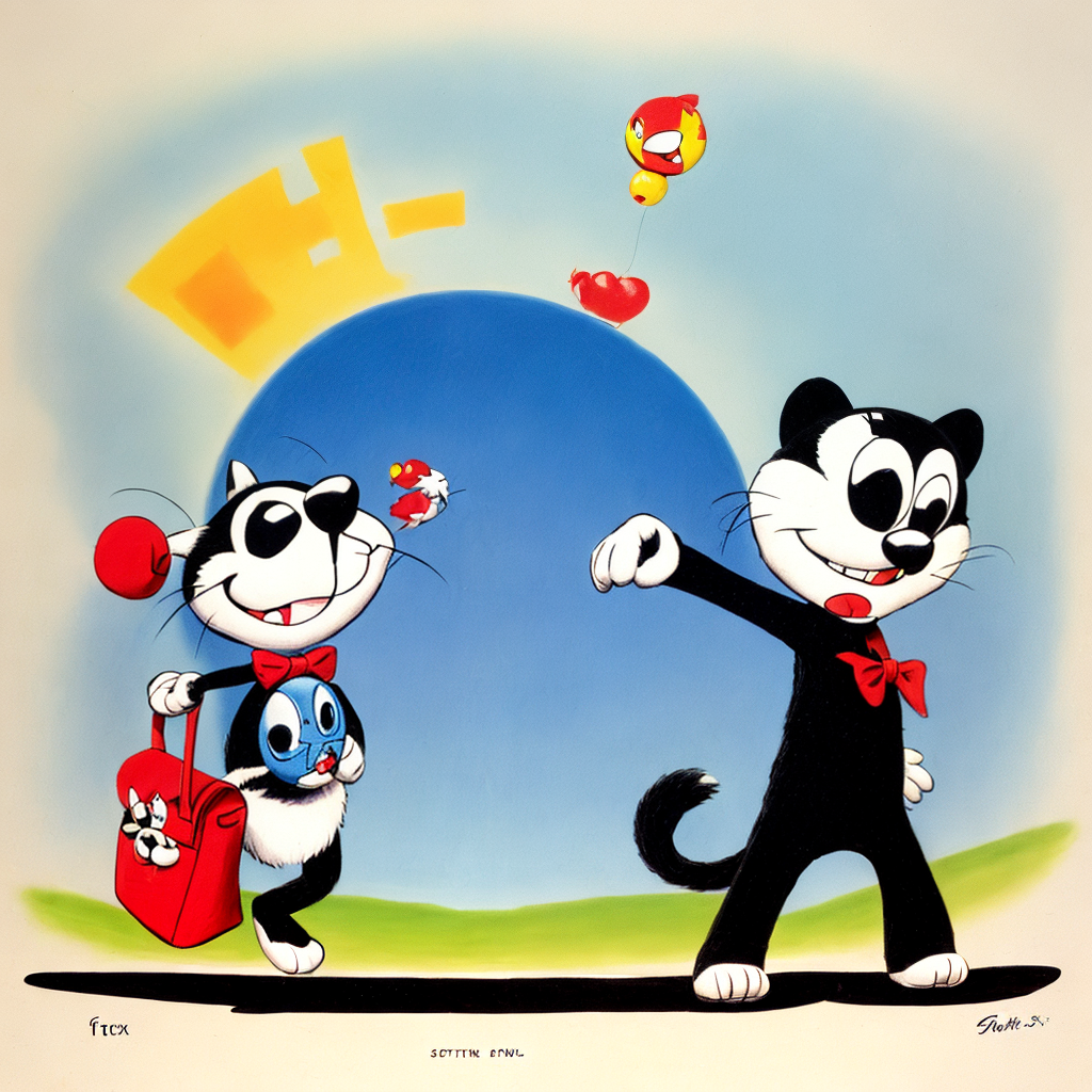 Felix the Cat (original cartoon character) and his Bag-of-tricks