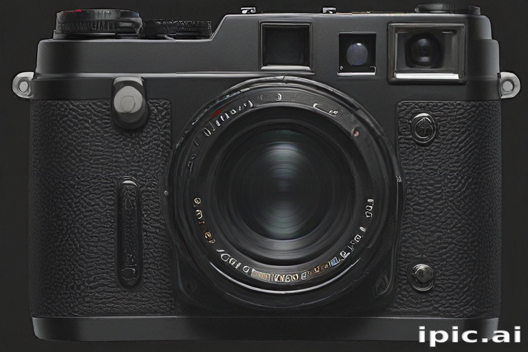 Classic Vintage Camera Design with Detailed Lens and Textured Finish