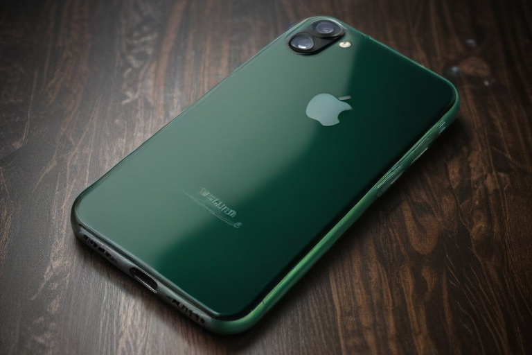 Stylish Green Phone Case on a Dark Wooden Table Surface