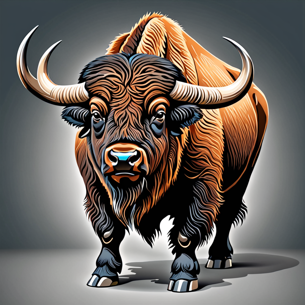 standing cartoon bison