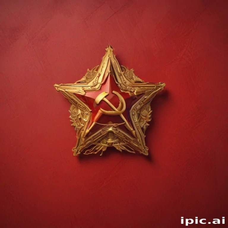 Emblem of Soviet Union: The Red Star with Hammer and Sickle Symbol