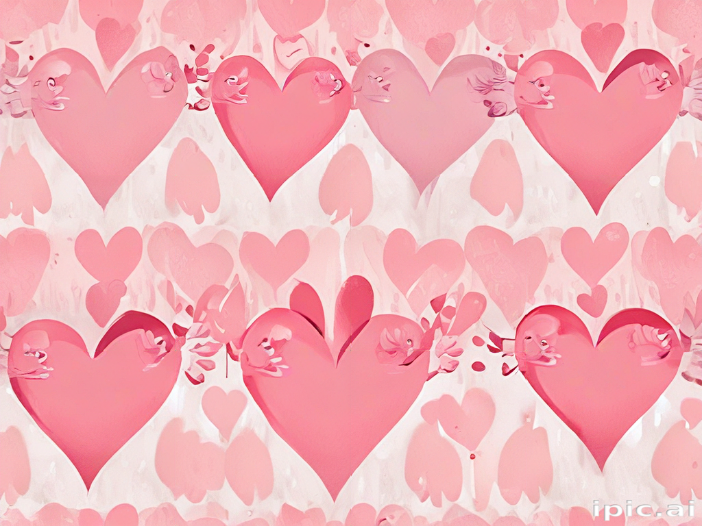 Playful Pink Hearts Pattern with Whimsical Designs for Romantic Occasions
