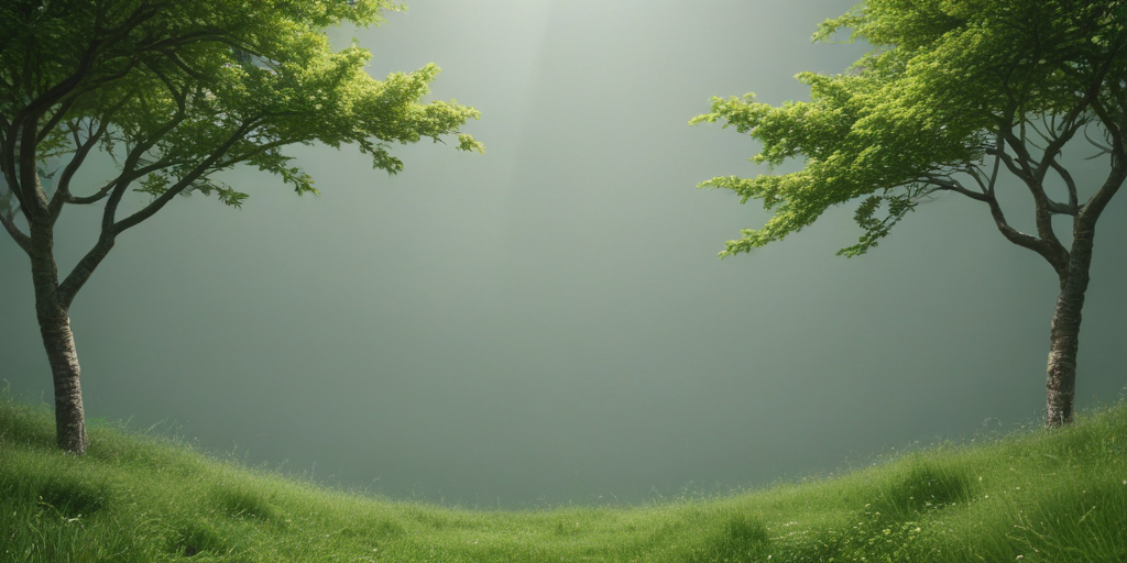 Peaceful Nature Scene with Lush Green Trees and Soft Light