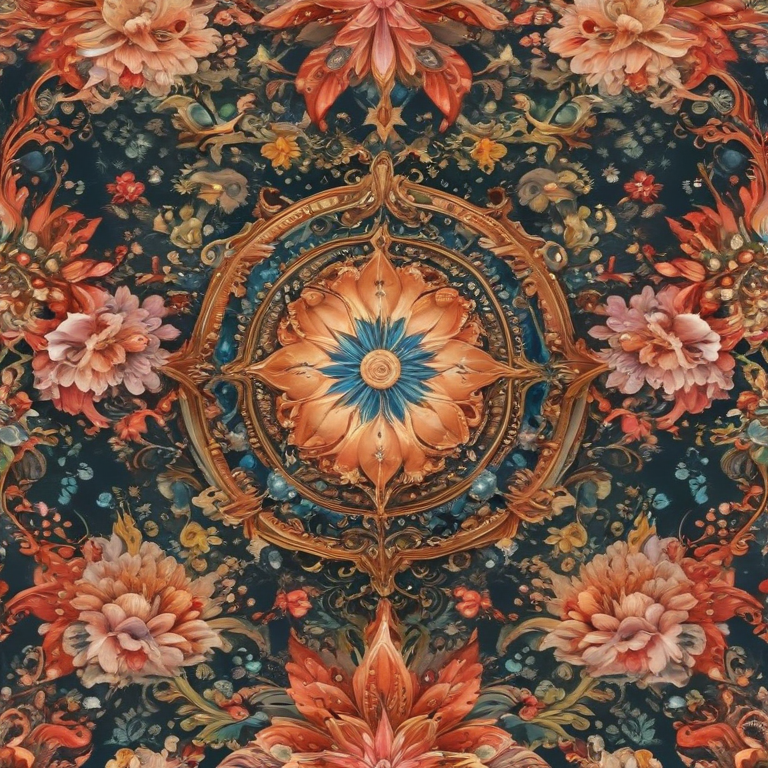 Intricate Floral Pattern with Vibrant Colors and Ornate Details ...