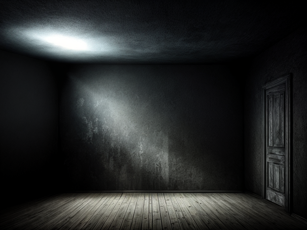 house without light, dark environment, room