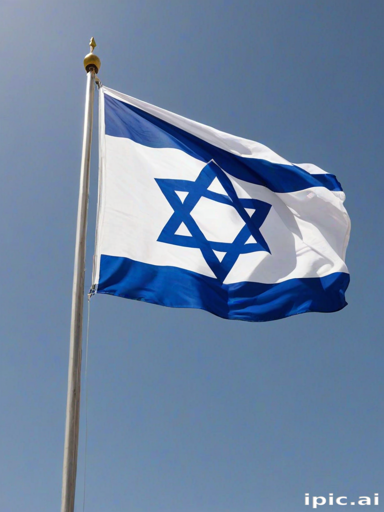 National Flag of Israel Waving Proudly Against a Clear Blue Sky