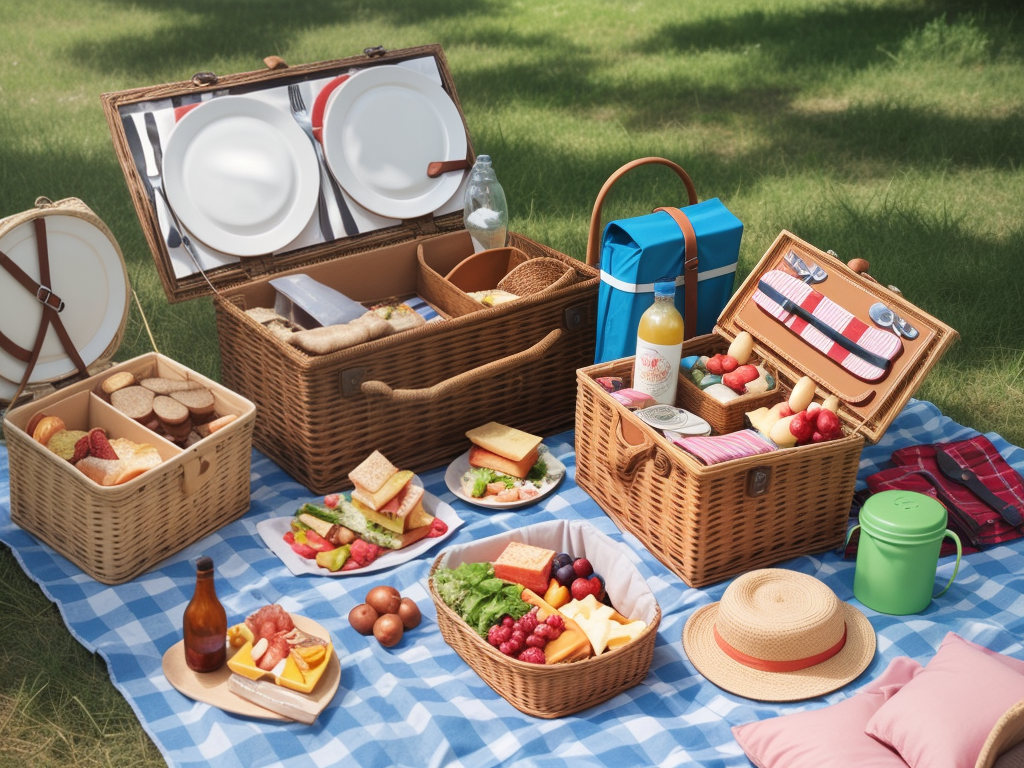 A Beautiful Spring Day: Families Enjoying a Picnic Under Cherry Blossoms.