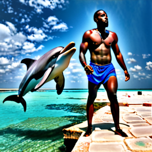 The god Neptune and a dolphin in Somalia