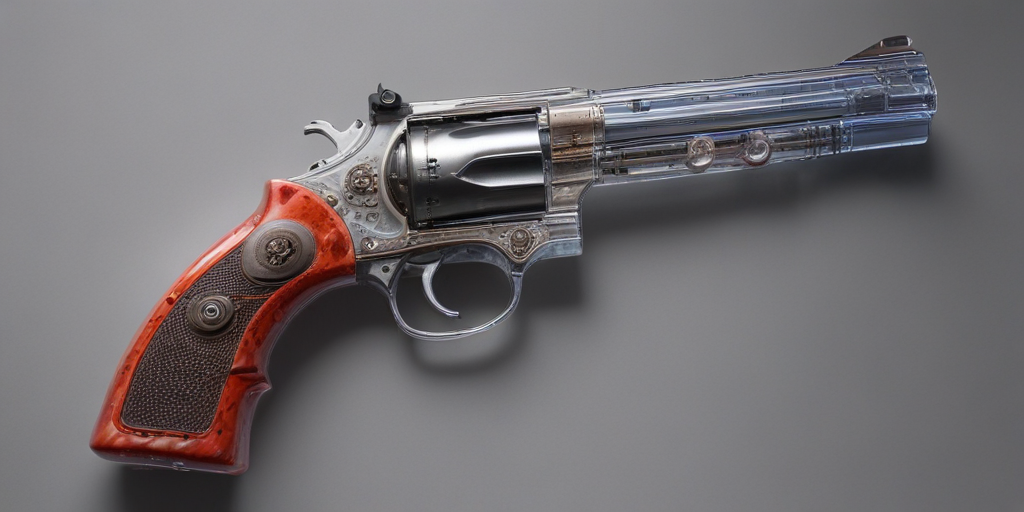 Intricately Designed Transparent Handgun with Elegant Wooden Grip and ...