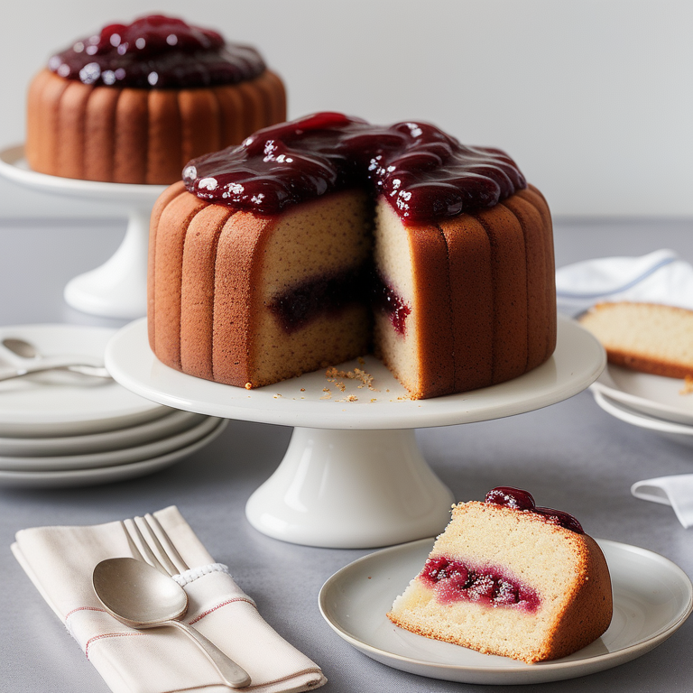 Deliciously Decorated Cake with Berry Jam Topping on Elegant Display